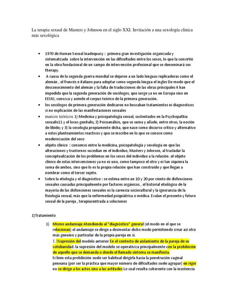 La Terapia Sexual de Masters y Johnson en El Siglo XXI | PDF ...