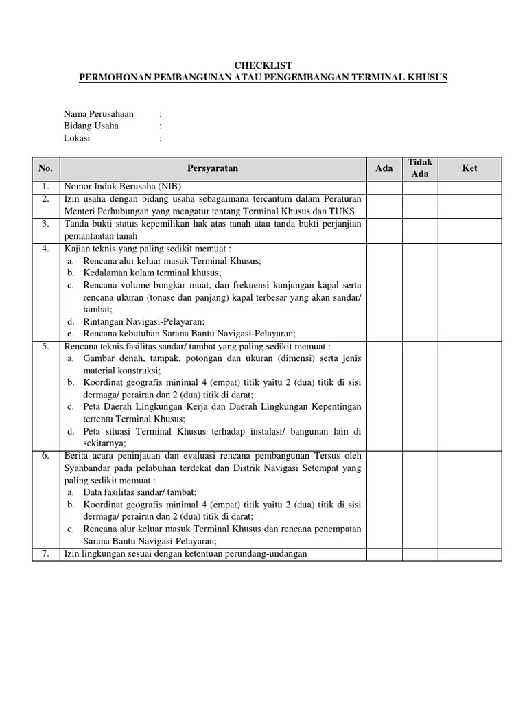 Checklist Persyaratan | PDF