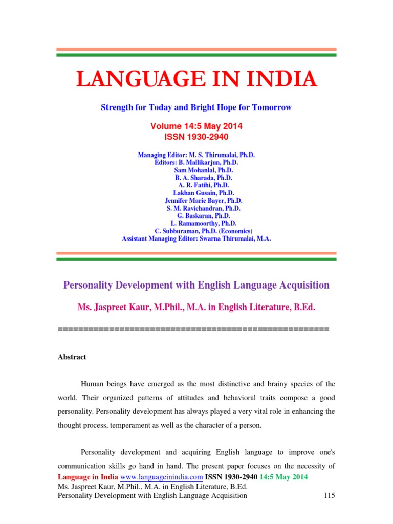 Language in India: Strength For Today and Bright Hope For Tomorrow ...