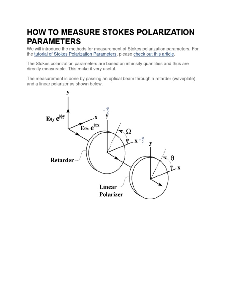 Measuring Stokes Polarization Parameters Using a Retarder and Linear ...