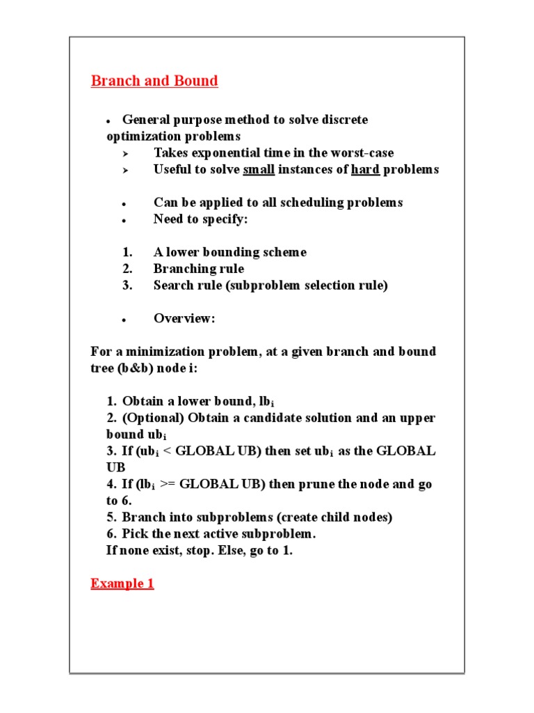 Branch and Bound | Download Free PDF | Linear Programming | Analysis