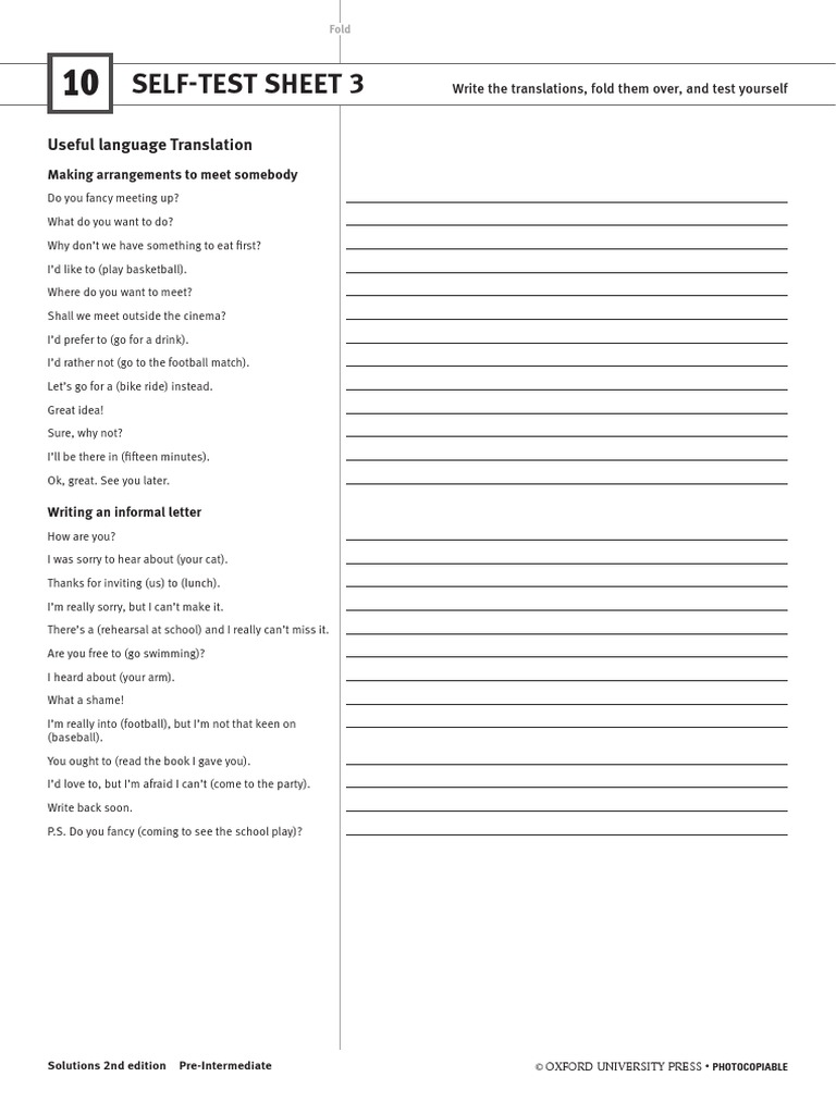 Self-Test Sheet 3: Useful Language Translation | PDF | Language Arts ...