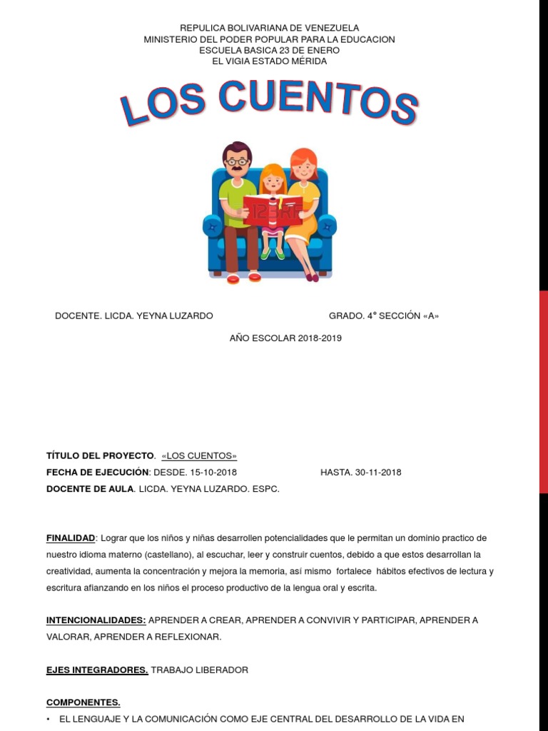 Primer Proyecto Los Cuentos | PDF | Evaluación | Cuentos