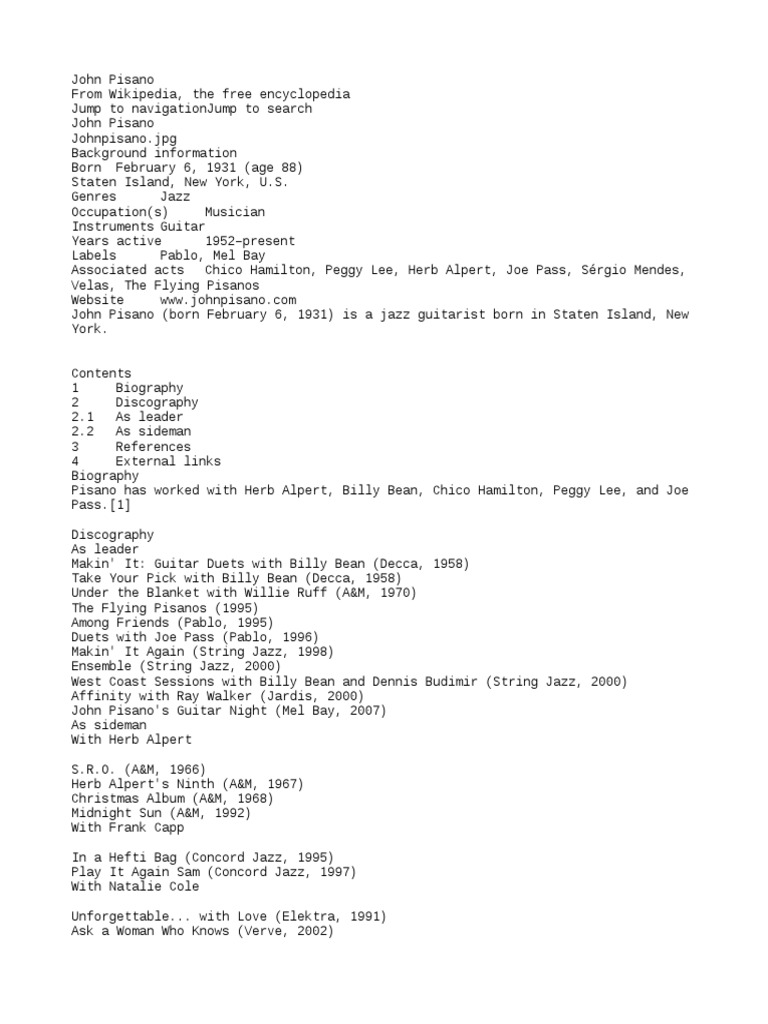 John Pisano | PDF | American Music | Jazz Musicians