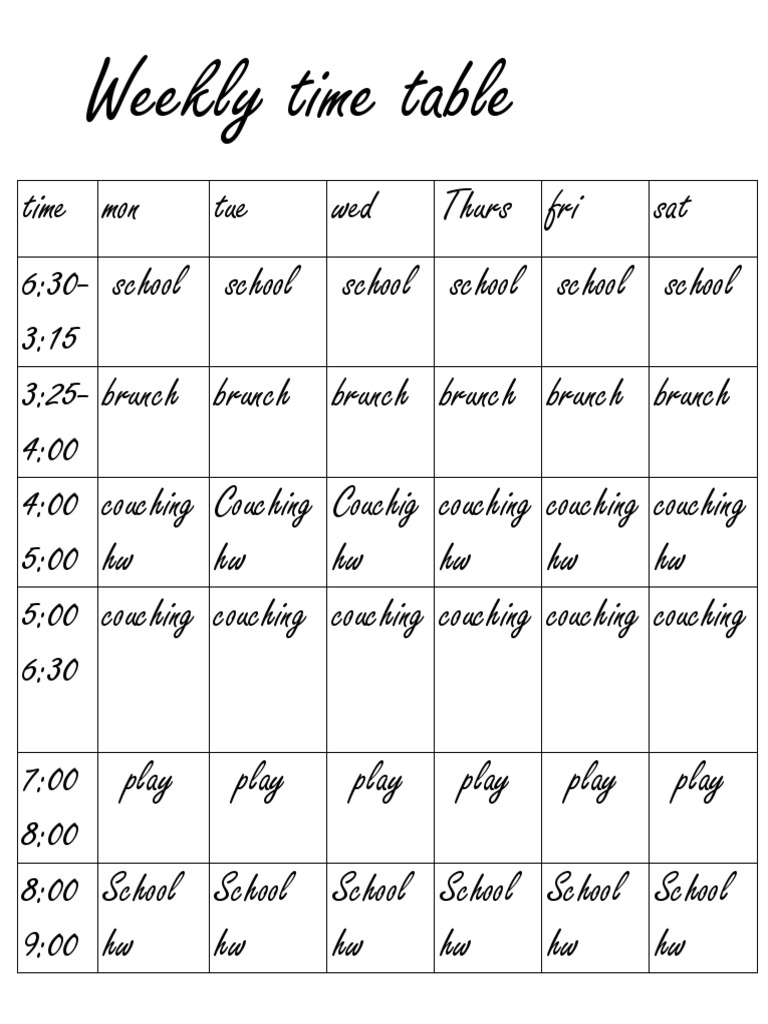 Weekly Student Schedule Planner | PDF