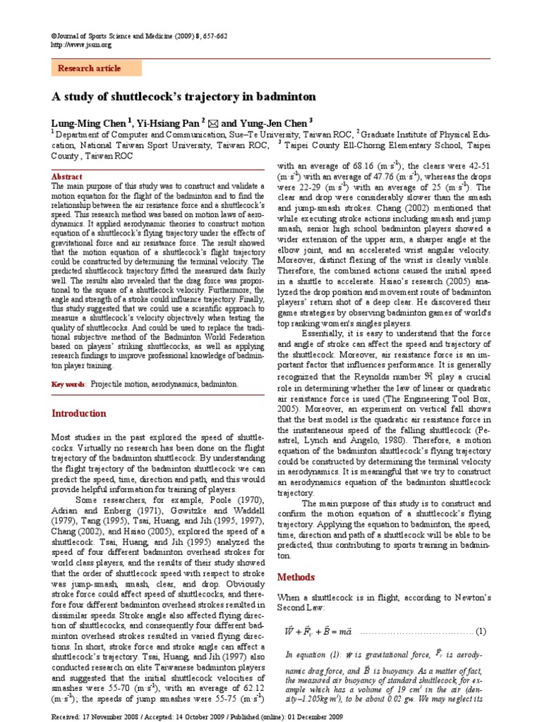Dinamika Gerak Shuttlecock | PDF | Trajectory | Drag (Physics)