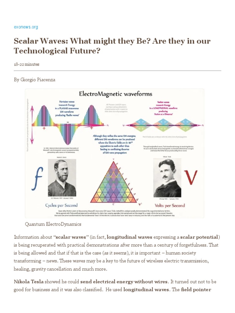 Scalar Waves: What might they Be? Are they in our Technological Future ...