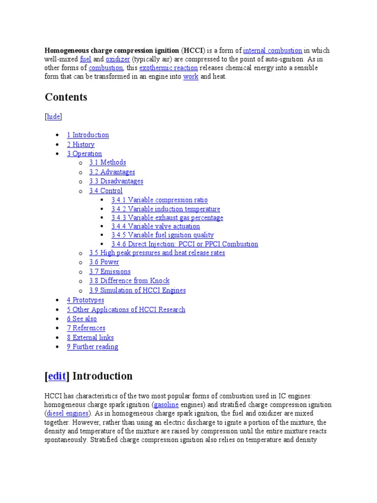 Homogeneous Charge Compression Ignition | PDF | Combustion | Rotating ...