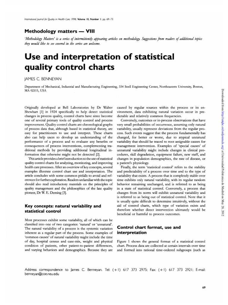 Use and Interpretation of Statistical Quality Control Charts | PDF ...