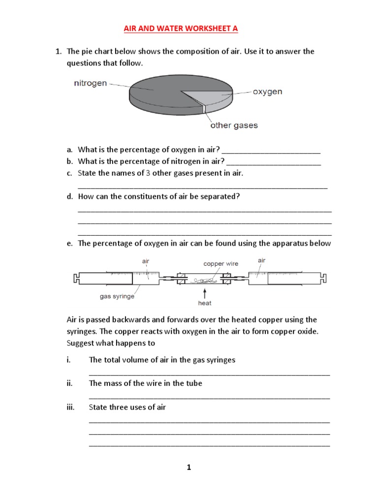 Air and Water Composition Worksheet | PDF | Atmosphere Of Earth ...