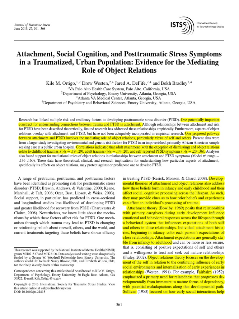 Sdsada | PDF | Psychological Trauma | Attachment Theory