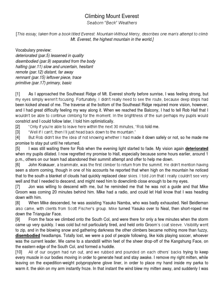 Climbing Mount Everest | PDF | Mount Everest | Nature