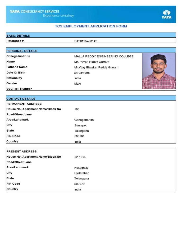 Tcs Employment Application Form | PDF | Background Check | Justice
