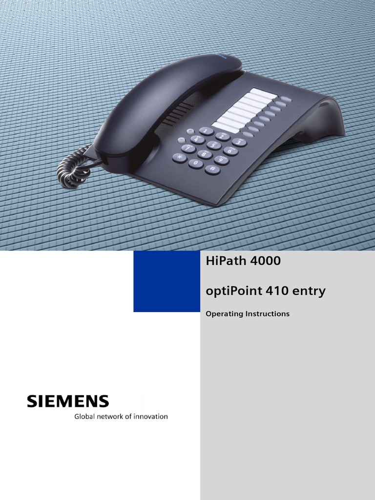 Hipath 4000 Optipoint 410 Entry: More User Manuals On | PDF | Telephone ...
