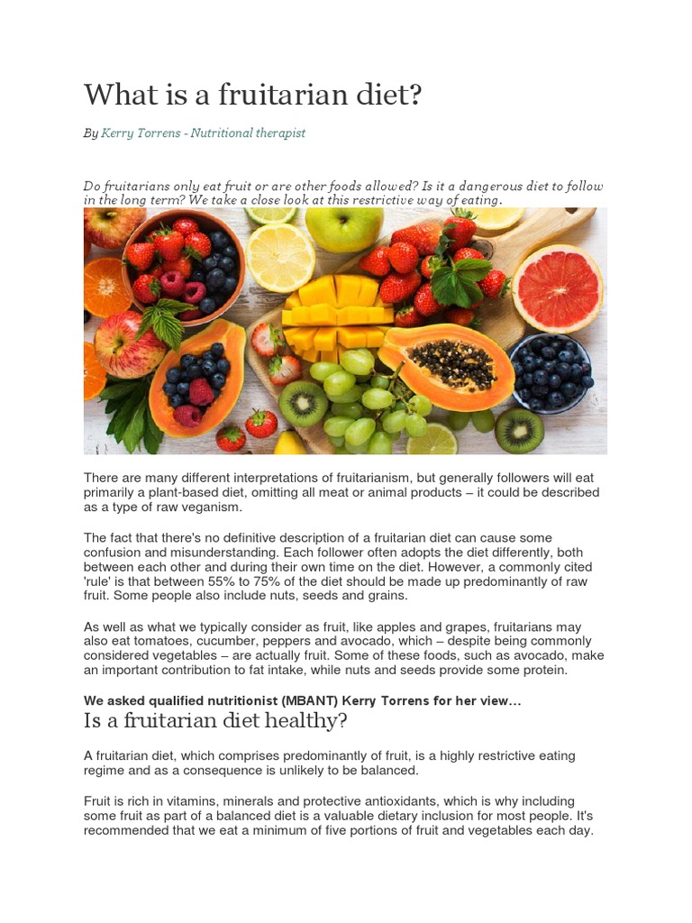 What Is A Fruitarian Diet | PDF | Diet (Nutrition) | Diet & Nutrition