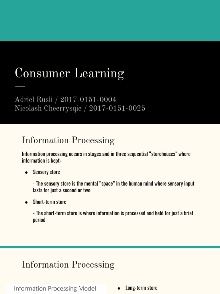 Consumer Learning | PDF | Information Processing | Brand