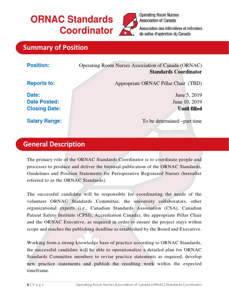 ORNAC Standards Coordinator Coordonnatrice Coordonnateur Des Normes de ...