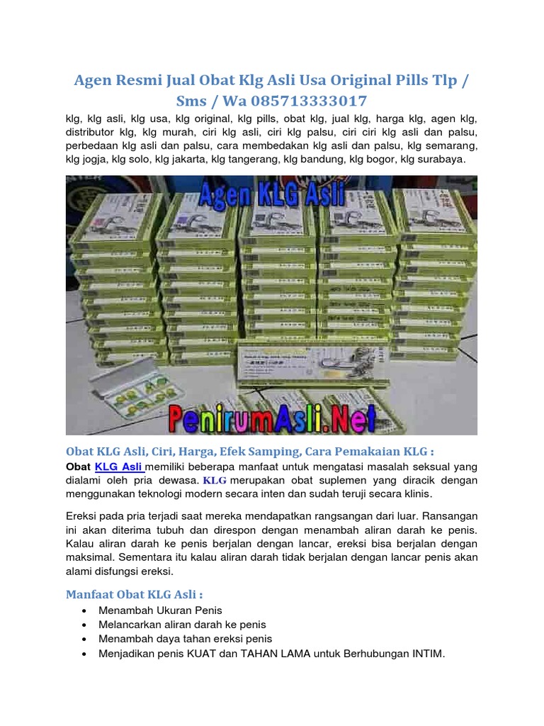 Obat KLG Asli: Ciri, Manfaat, Harga | PDF