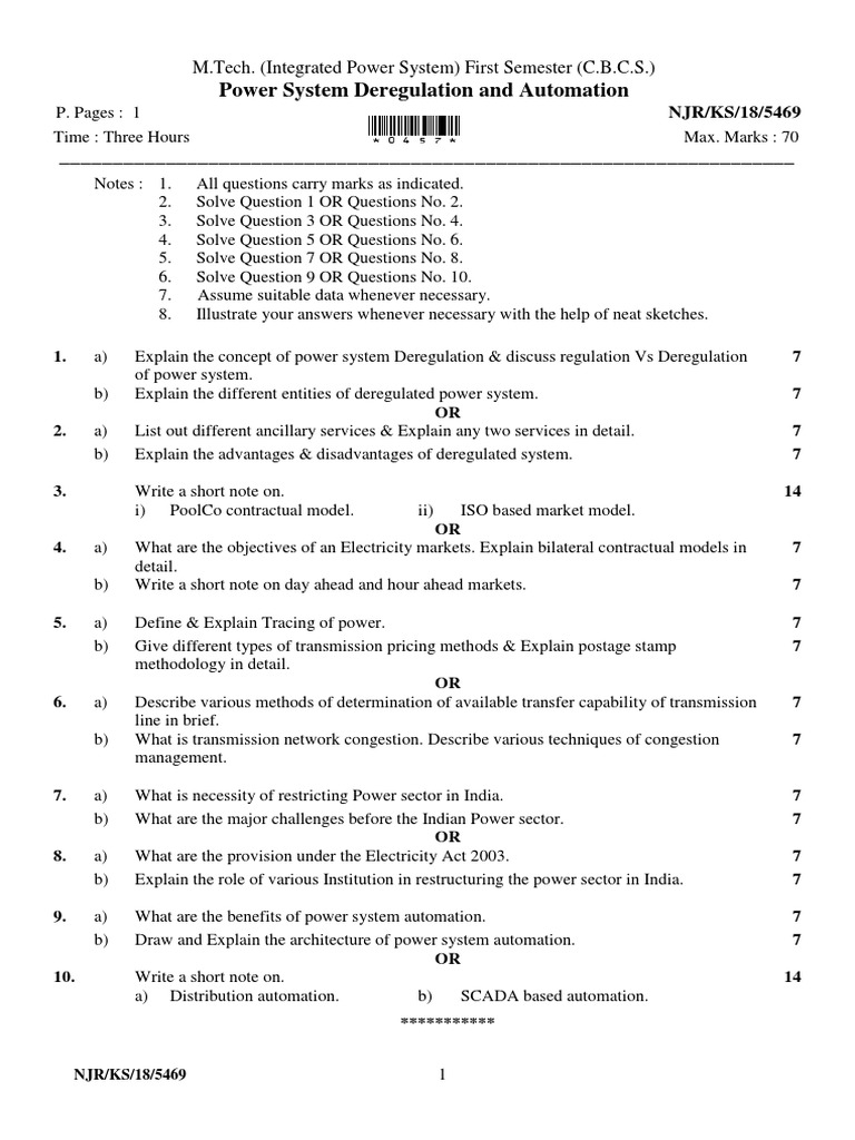 Power System Deregulation and Automation: M.Tech. (Integrated Power ...