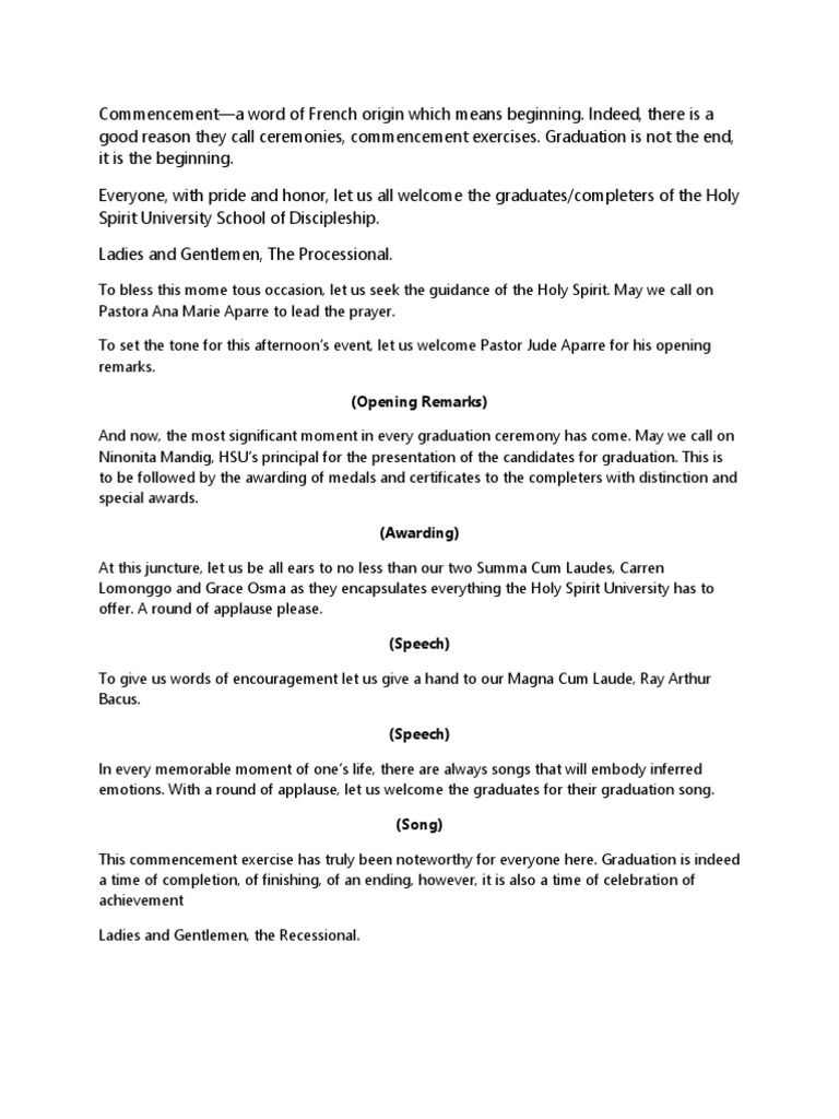 Holy Spirit University Graduation Ceremony | PDF