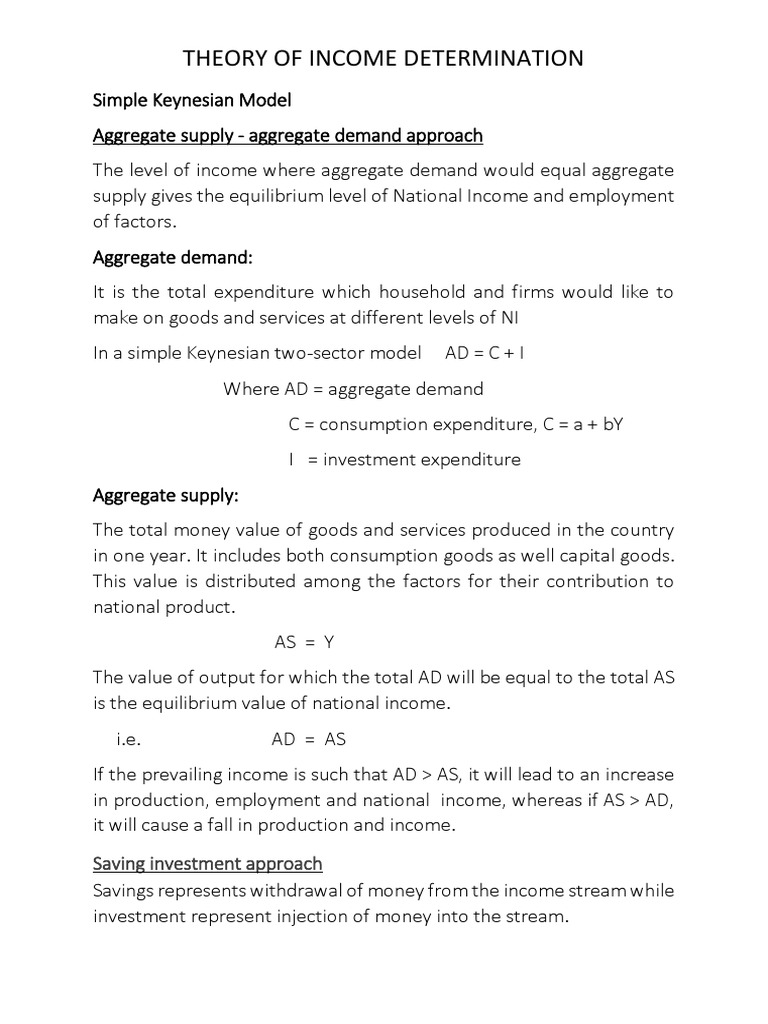 Theory of Income Determination | PDF | Keynesian Economics | Fiscal ...