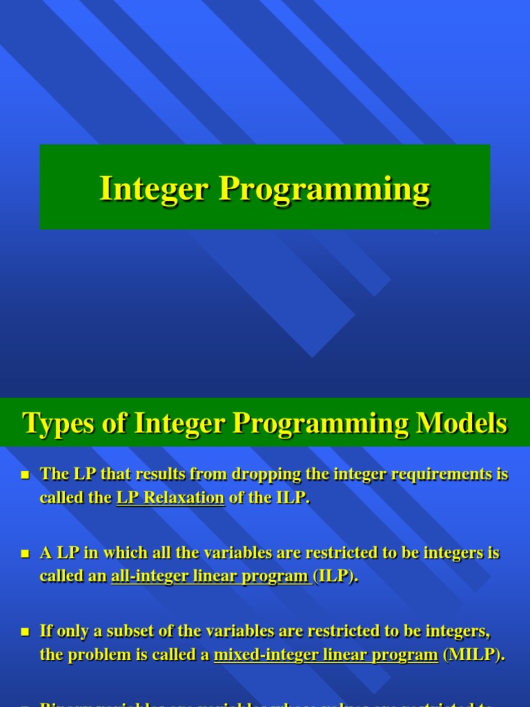 5 Integer Programming Pdf Mathematical Optimization Linear Programming