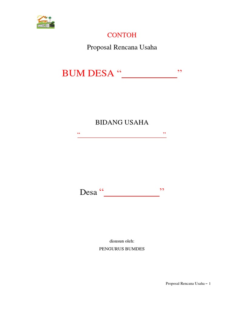 Contoh Proposal Unit Usaha BUMDesa 2019 | PDF
