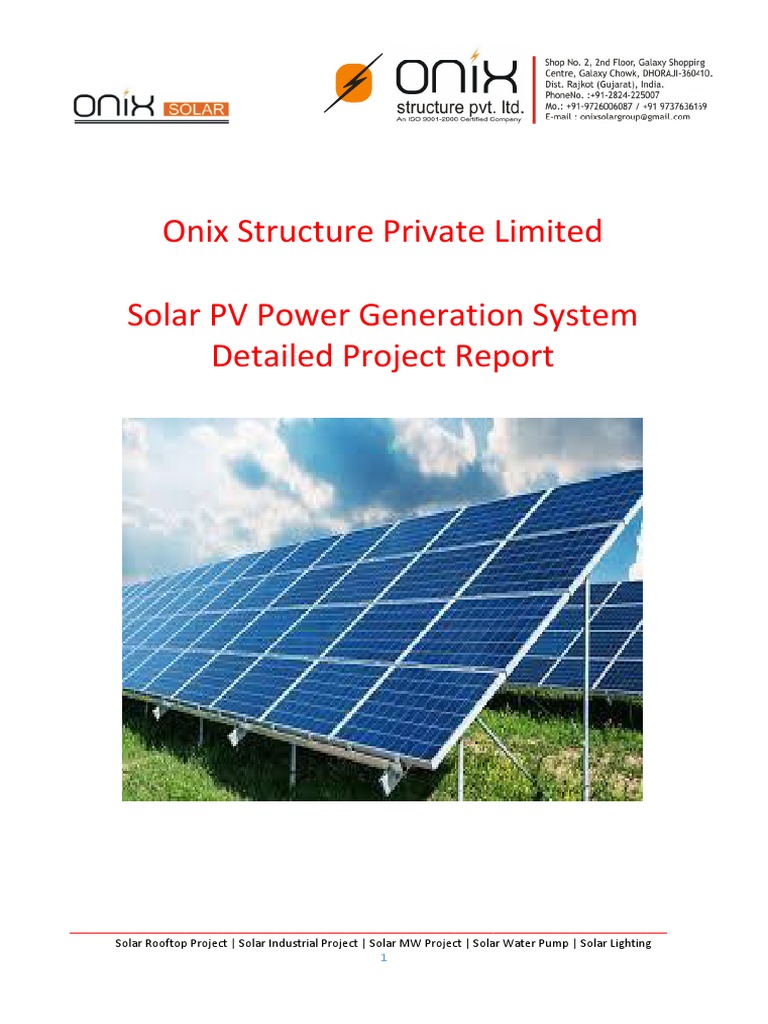 1 MW Solar Power Plant Project Report | PDF | Photovoltaic System ...