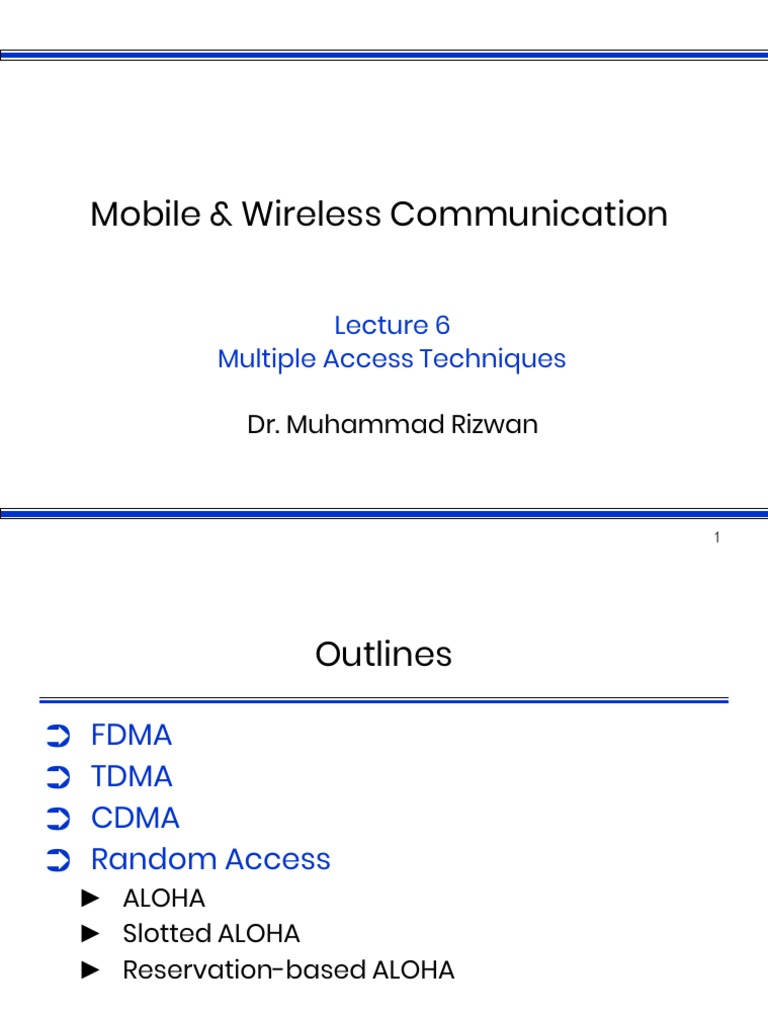 Multiple Access Techniques in Wireless Communication | PDF | Channel ...