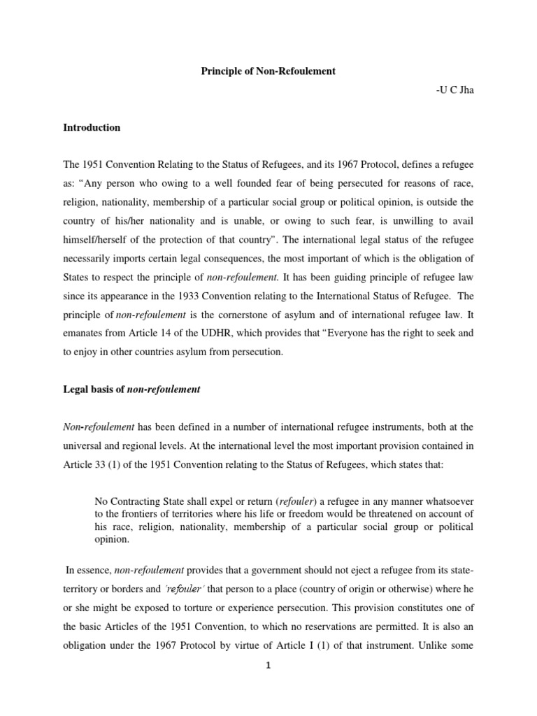 Non Refoulement | Download Free PDF | European Convention On Human ...