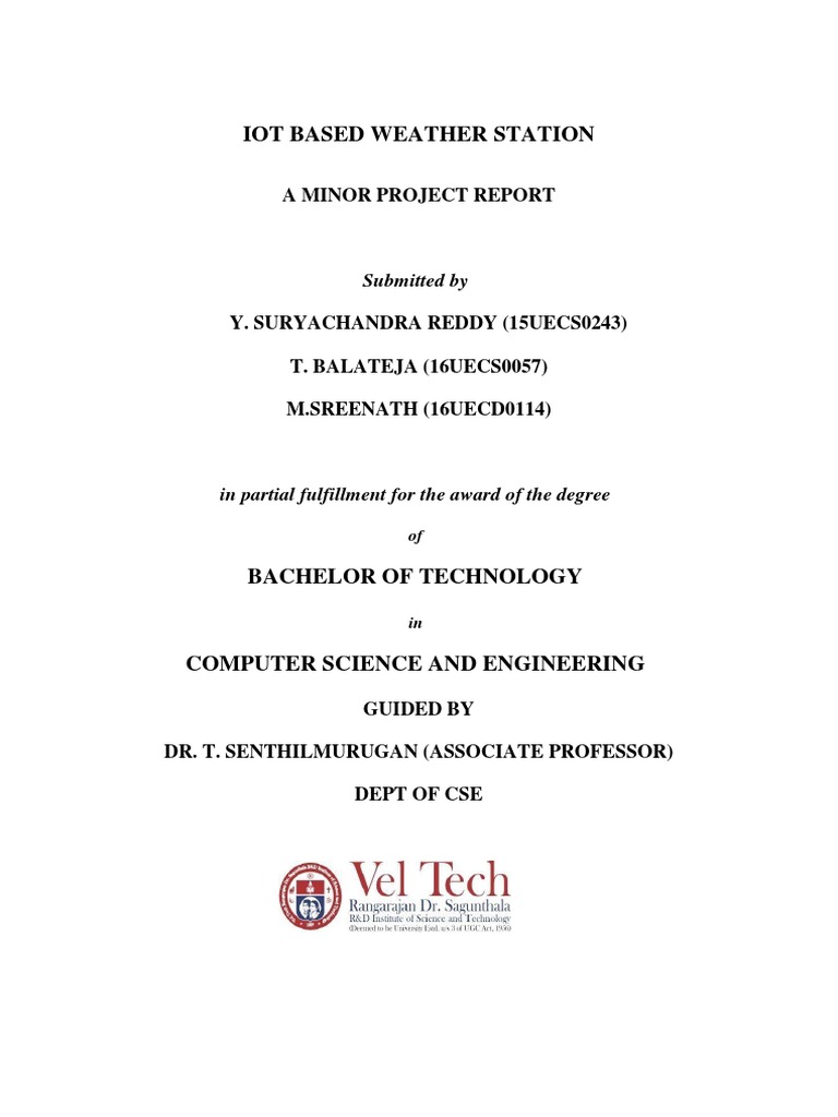 Iot Based Weather Station: A Minor Project Report | PDF | Internet Of ...