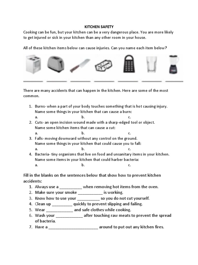 Kitchen Safety Questionnaire For Children | PDF