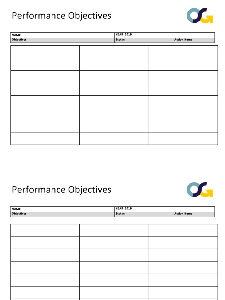 2019 Performance Objectives Form | PDF