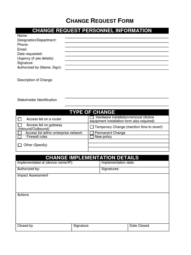 Change Request Personnel Information: Hange Equest ORM | PDF