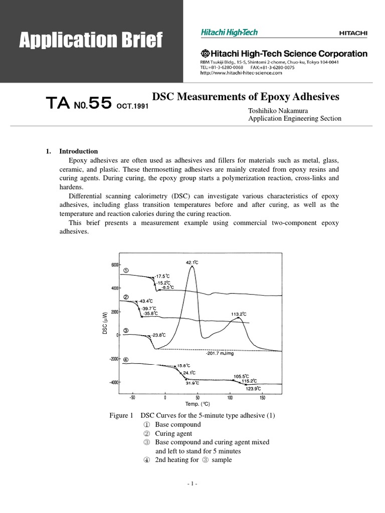 DSC Measurements of Epoxy Adhesives: Temp. (°C) | PDF | Differential ...