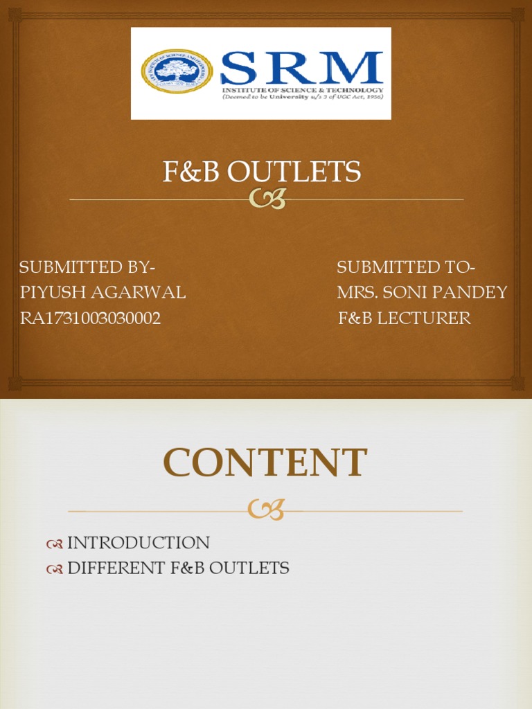 F&B Outlets | Download Free PDF | Bar | Restaurants