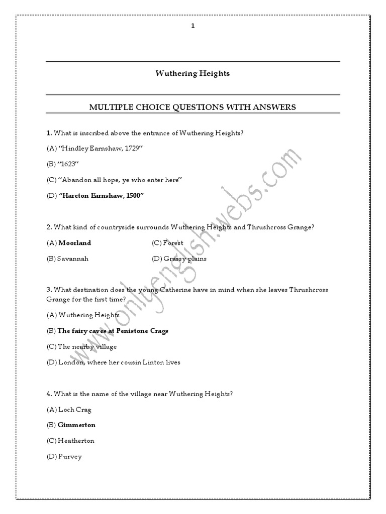 Wuthering Heights | PDF | Wuthering Heights | Heathcliff (Wuthering ...