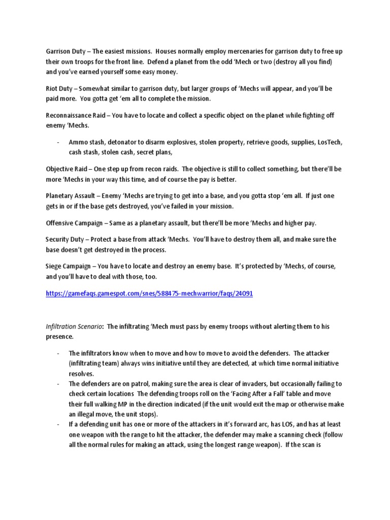 MechWarrior Missions | PDF | Mercenary | Espionage