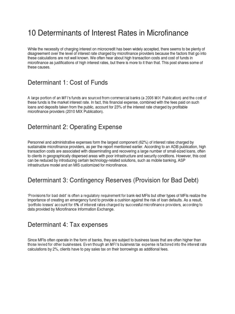 Microfinance Interest Rate Factors | PDF | Microfinance | Interest Rates