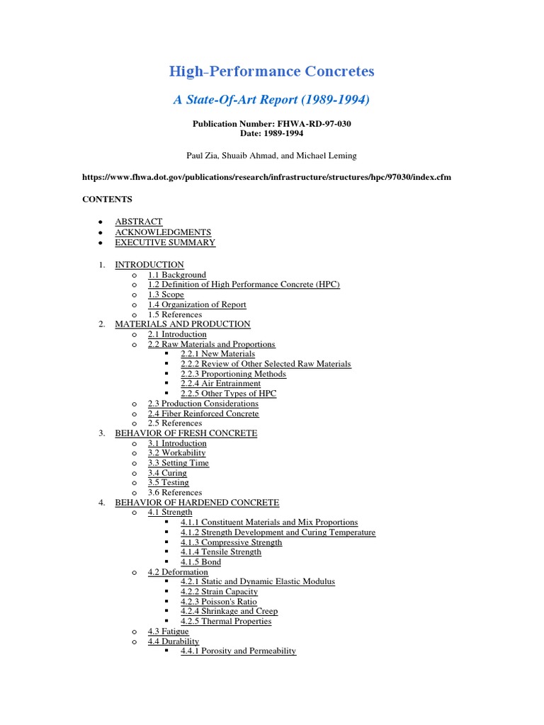 A State-Of-Art Report-HPC | PDF | Concrete | Fly Ash