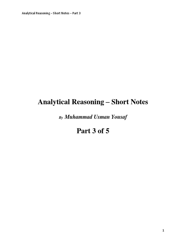 Analytical Reasoning - Short Notes - Part 3 of 5 PDF | PDF | Semiotics ...
