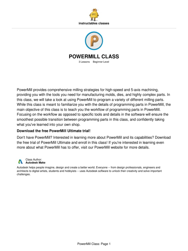 PowerMill Class PDF | PDF | Machine Tool | Drilling