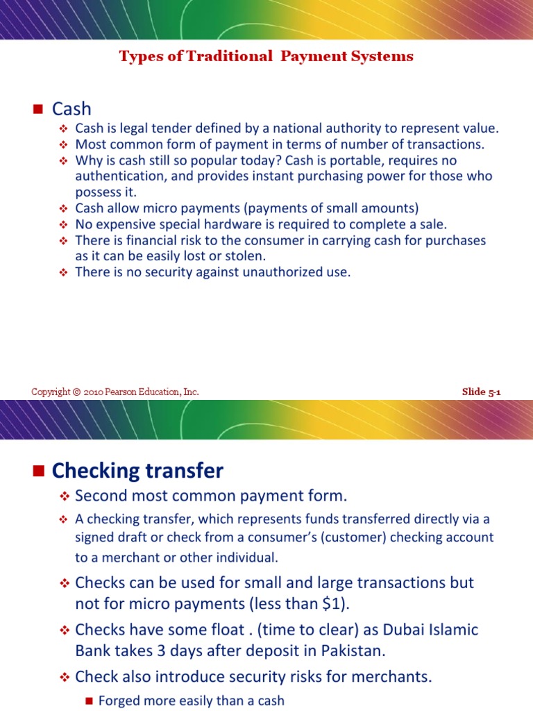 Types of Traditional Payment Systems: Slide 5-1 | PDF | Stored Value ...
