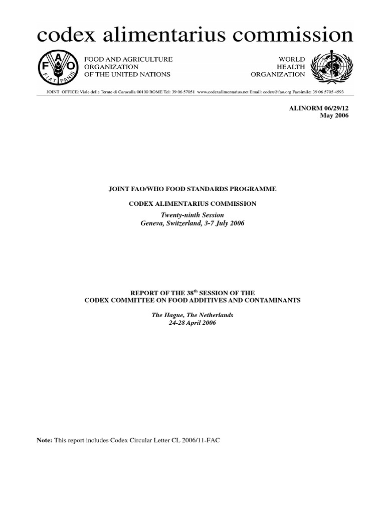 Codex Food Additives Report 2006 | PDF | Food And Agriculture ...