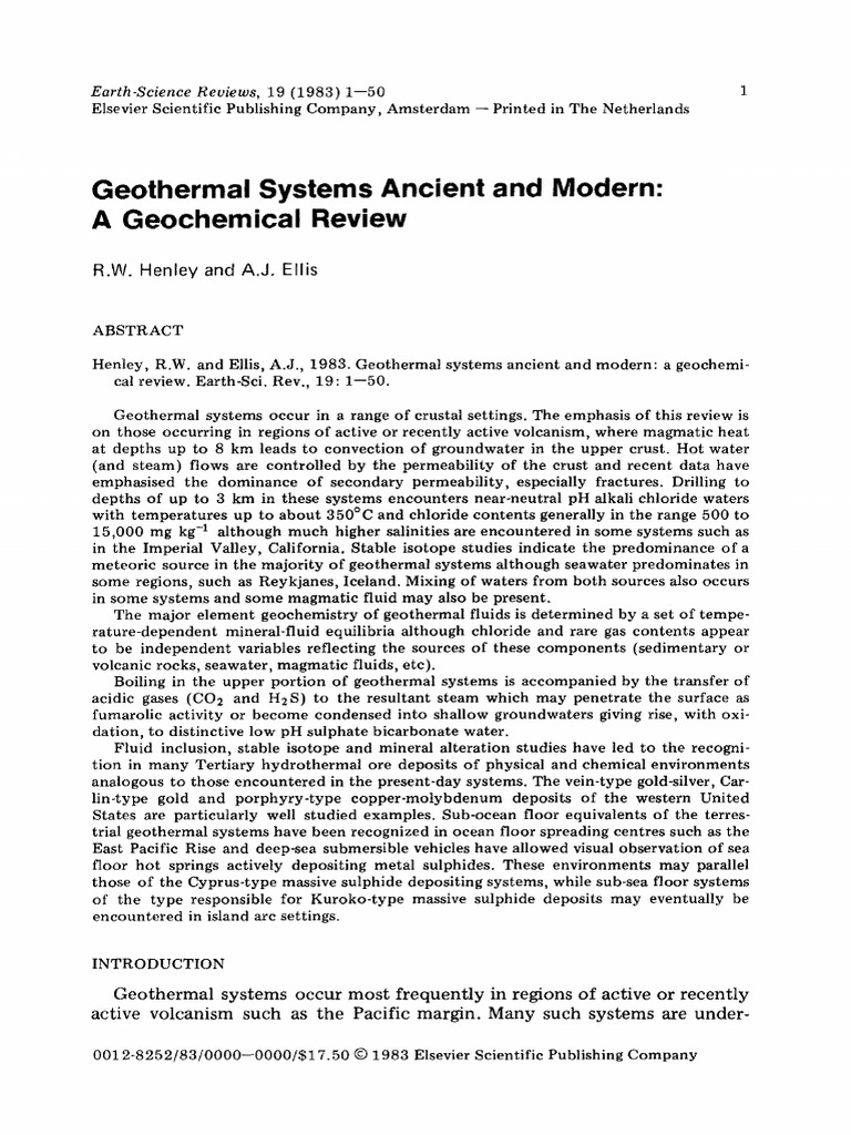 Geothermal Systems Ancient and Modern: A Geochemical Review | PDF ...
