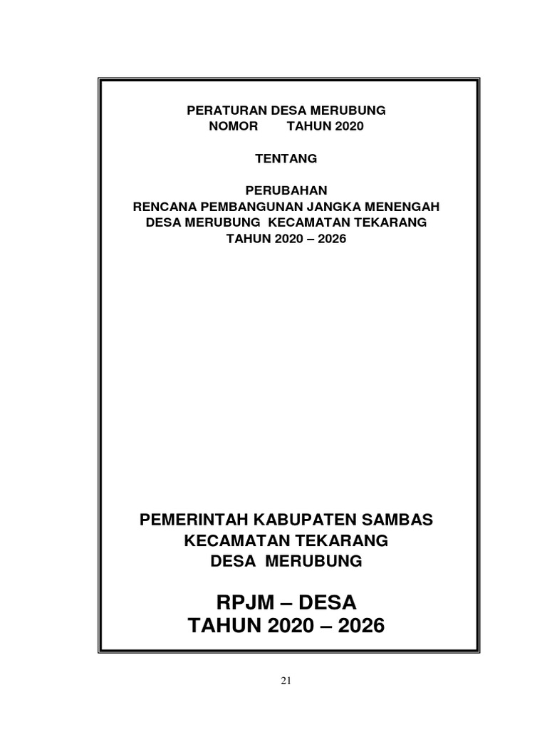 Cover RPJM Desa Merubung 2020-2026 | PDF