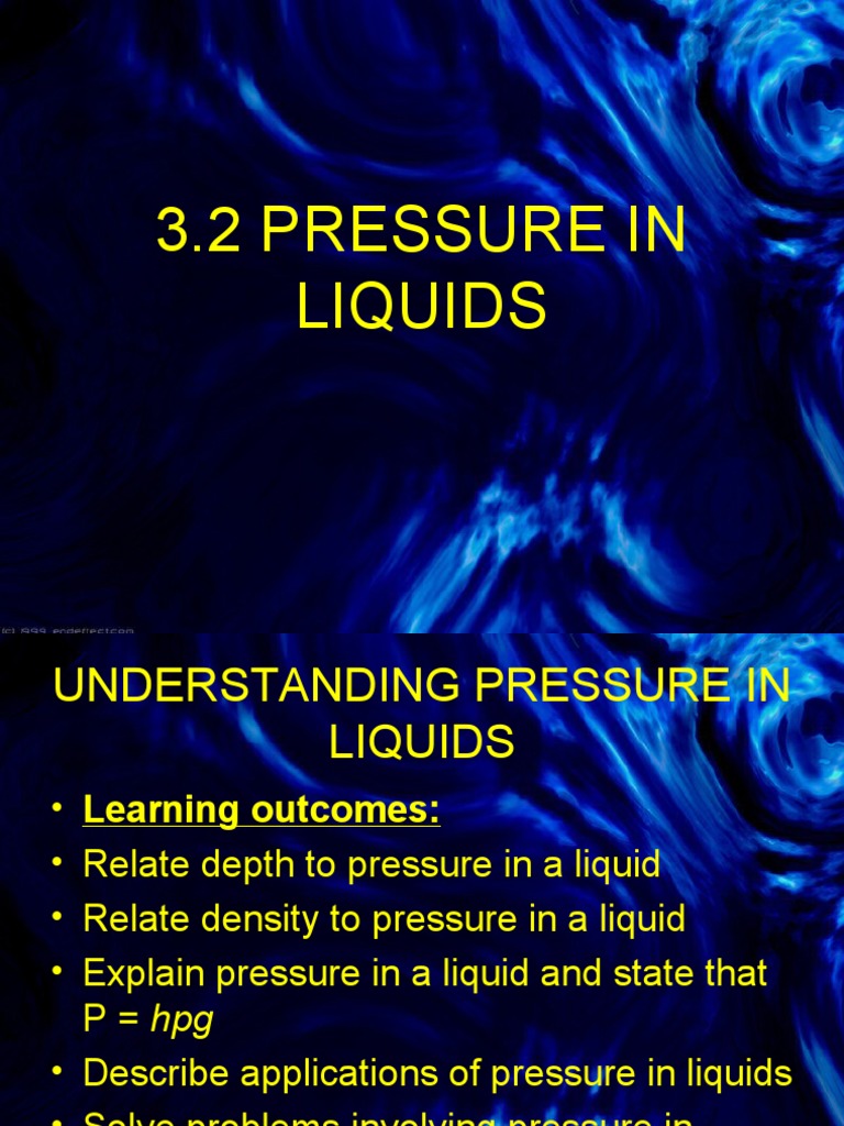 3.2 Pressure in Liquids | PDF | Pressure | Liquids