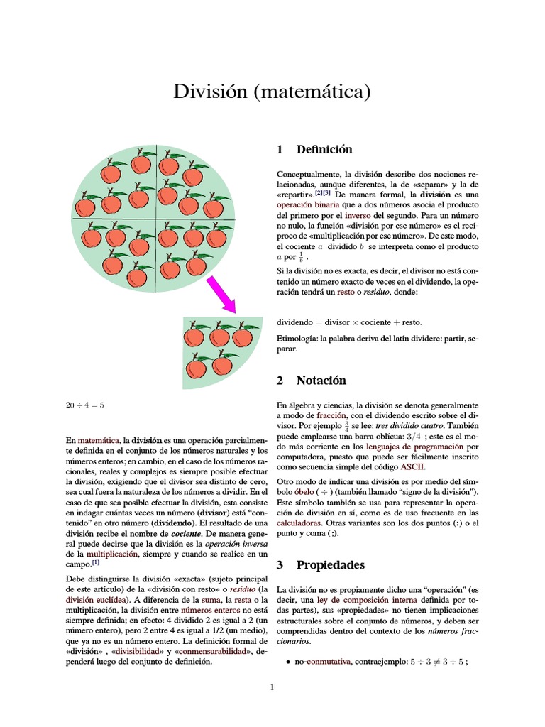 División (Matemática) PDF | PDF | División (Matemáticas) | Teoría de ...