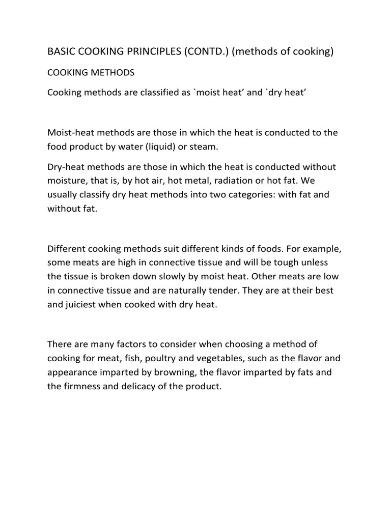 Basic Cooking Principles | PDF | Grilling | Roasting