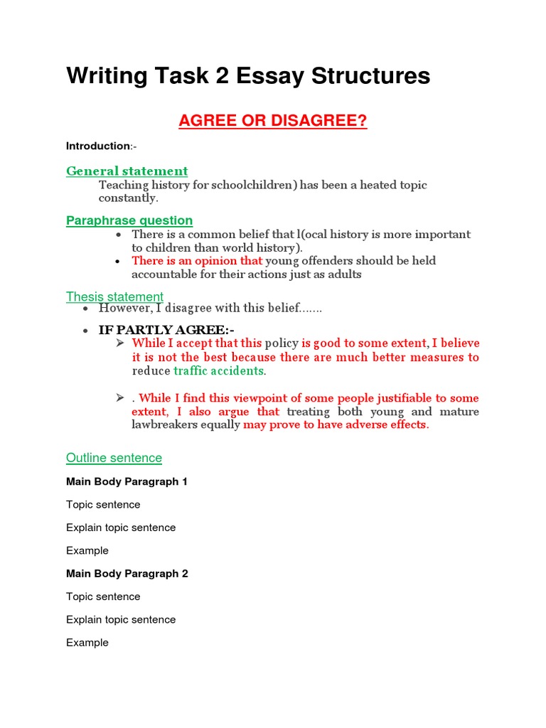 Writing Task 2 Essay Structures: Agree or Disagree? | PDF